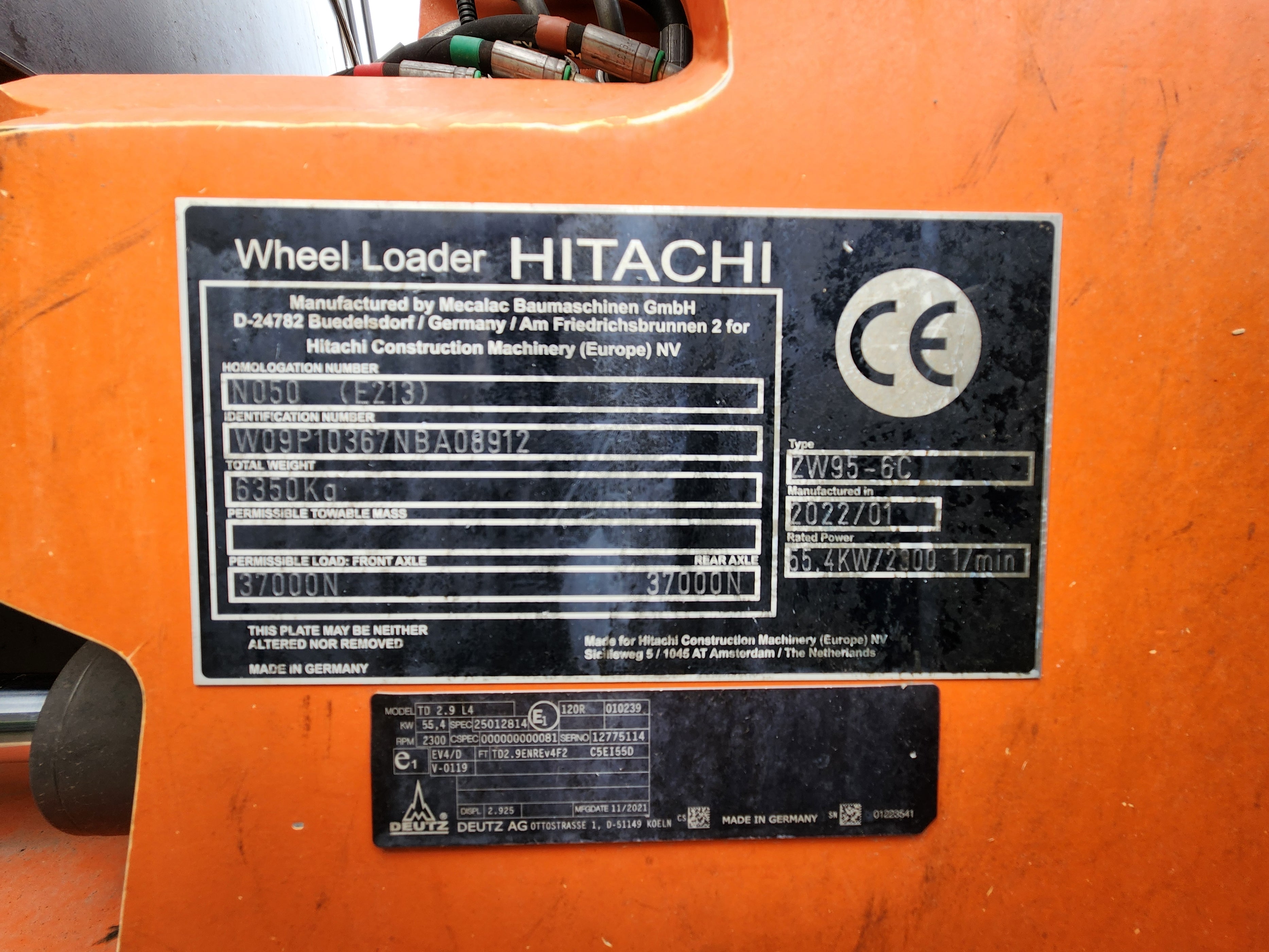 2022 HITACHI ZW95-6C 6T ARTICULATED WHEEL LOADER (L160) WITH 800 HRS ...